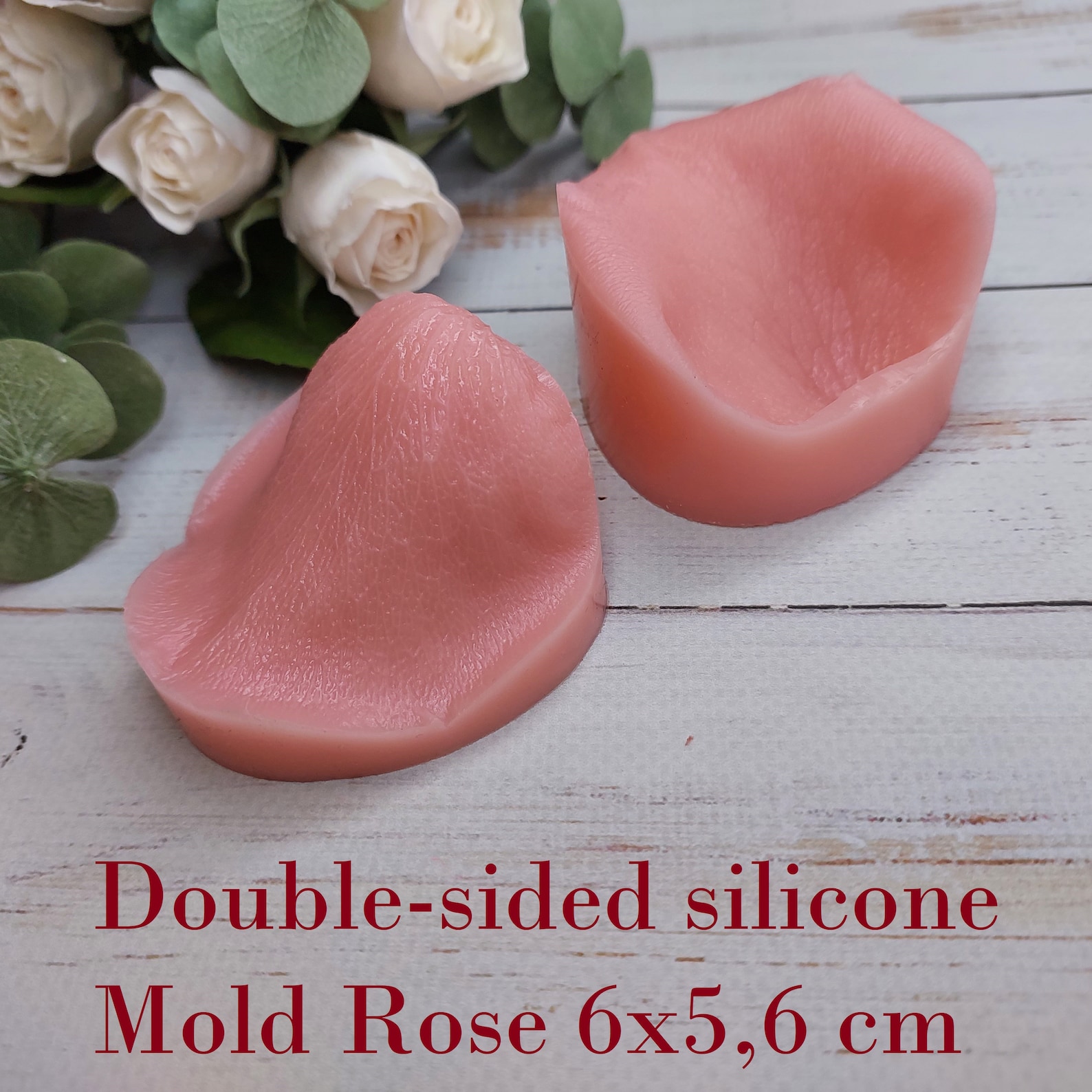 A Double-sided Silicone Molds Rose Petal and Catters for Clay and Cold ...