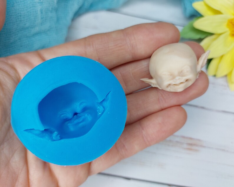 Silicone Mold Elf Face, Doll Face Size 0,86 х 1,46 Inch for Polymer ...
