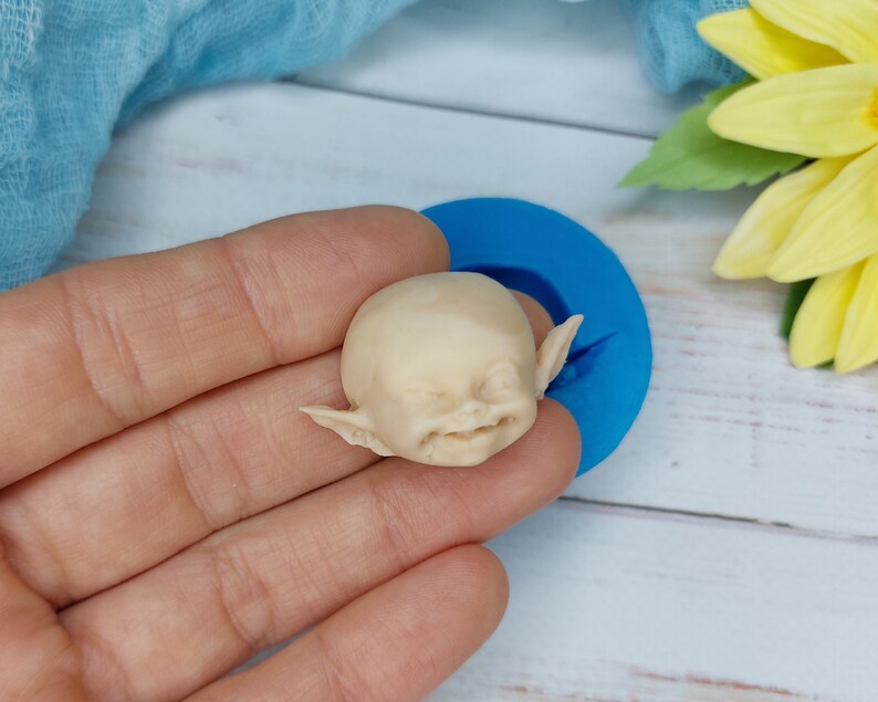 Silicone Mold Elf Face, Doll Face Size 0,86 х 1,46 Inch for Polymer ...