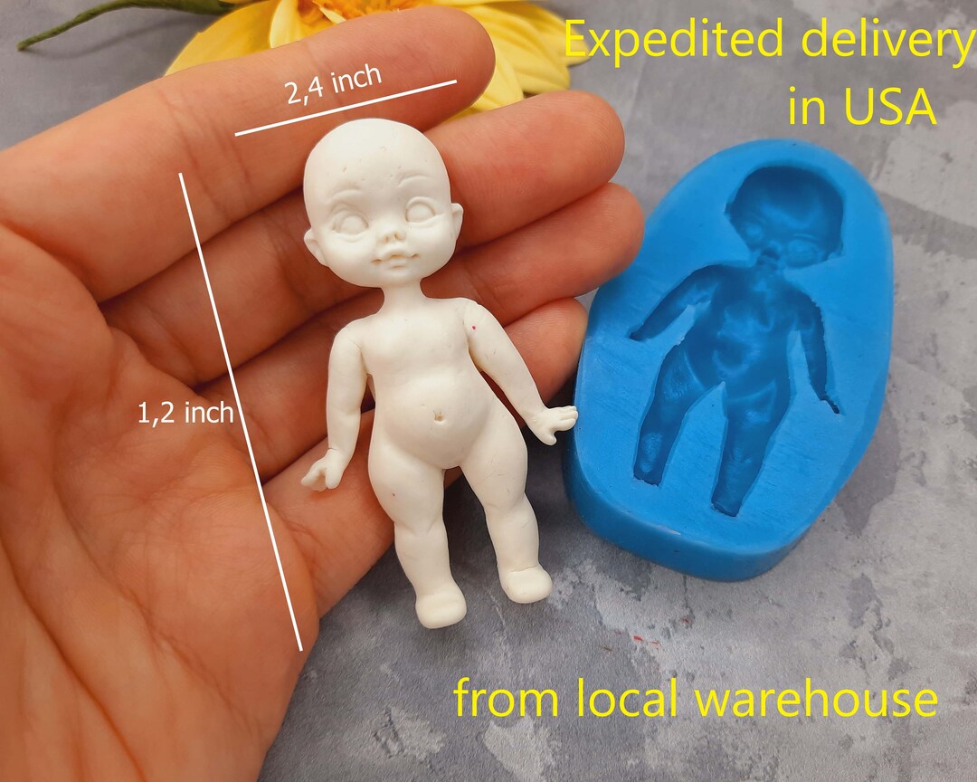 Silicone Mold of Doll Size 6,5х3,3 Cm/ 2,4x1,2 Inch for Polymer Clay ...