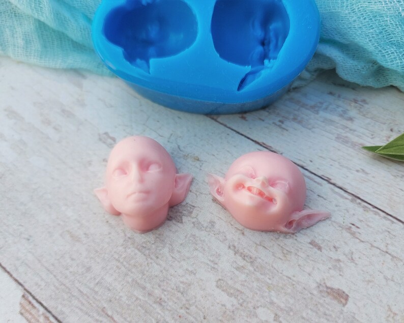 Silicone Mold Two Elf Faces Size 1,37х1,37 Inch & 0,86х1,46 Inch for ...