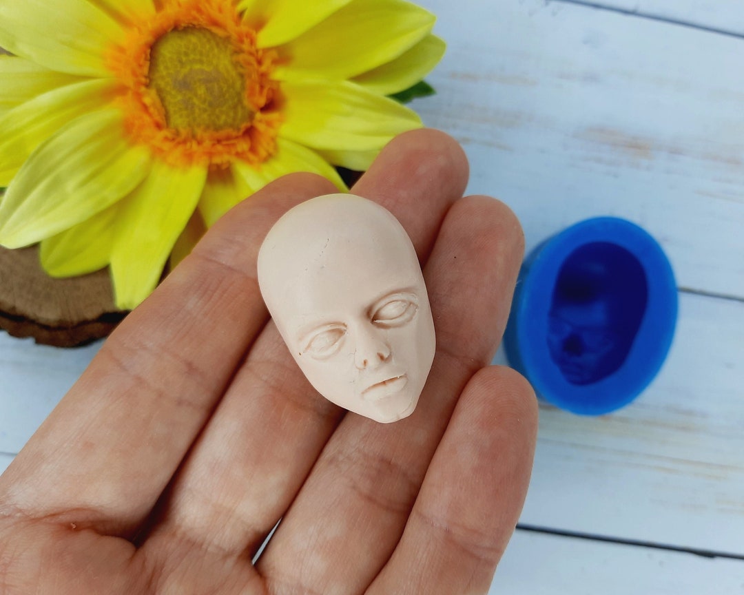 Silicone Mold Man Face, Doll Face Size 3,5х2,2 Cm/ 1,37х0,9 Inch Doll ...