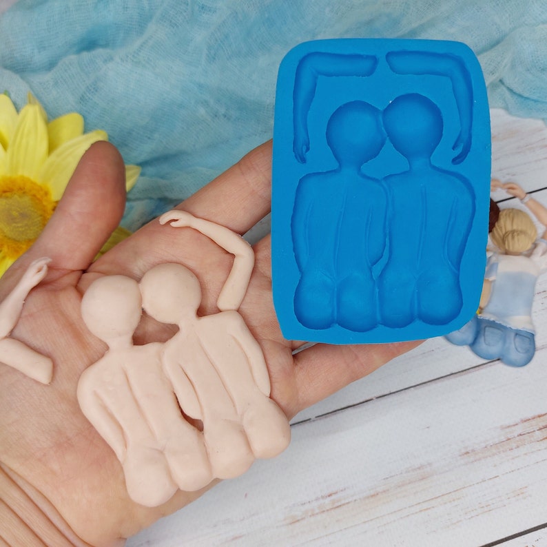 Silicone Mold Girls Hugging Size 5х7 Cm/2х2,4 Inch for Polymer Clay ...