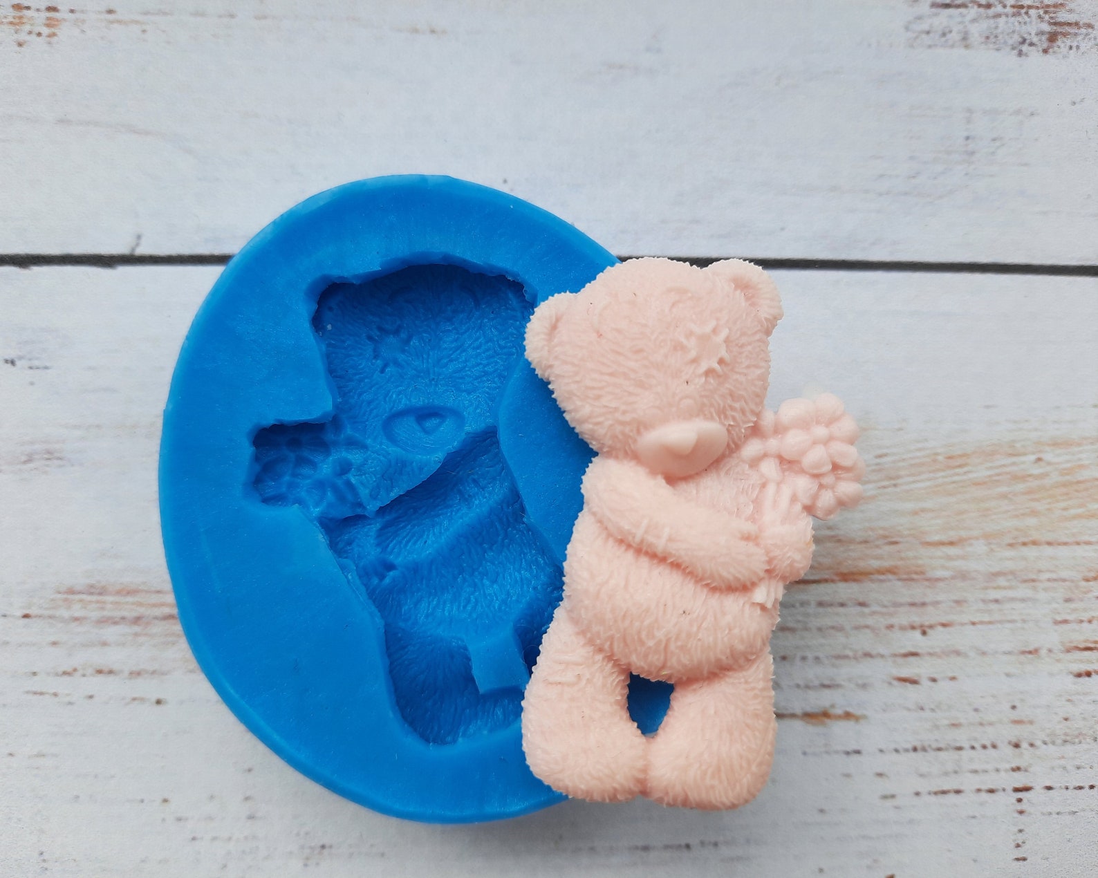 Mini Teddy Bear Silicone Mold Teddy Bear With Flowers Silicone - Etsy