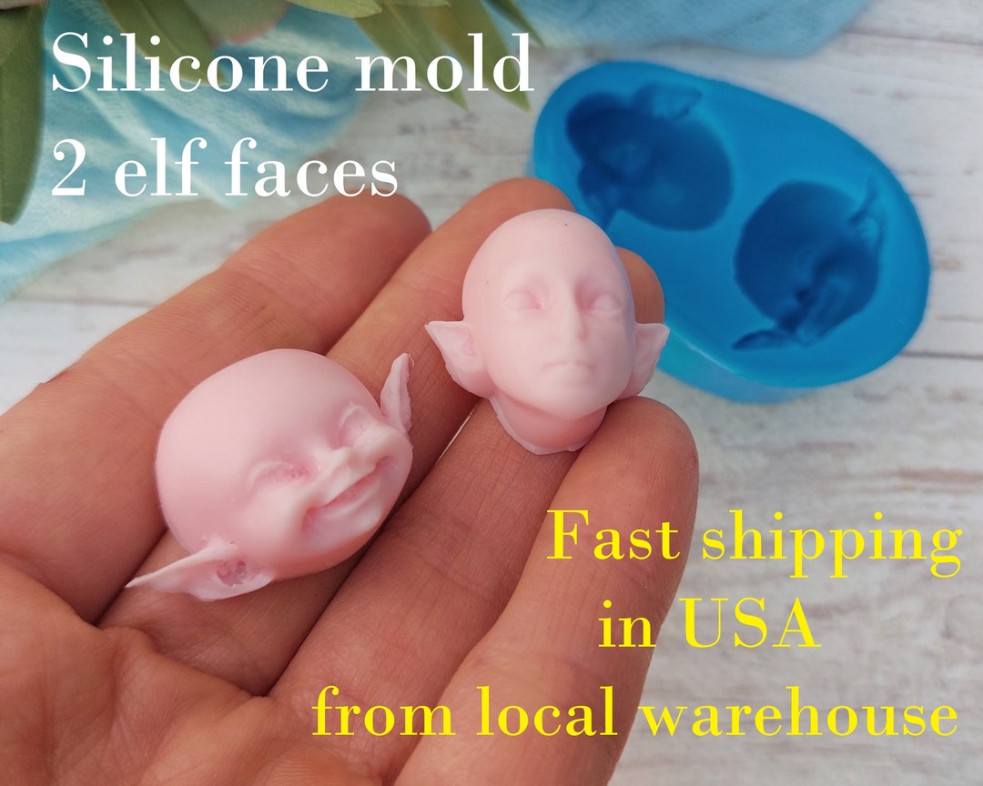 Silicone Mold Two Elf Faces Size 1,37х1,37 Inch & 0,86х1,46 Inch for ...