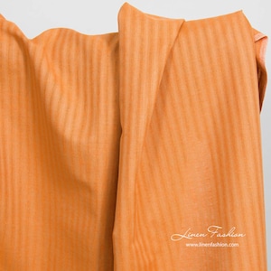 Orange Linen Cotton Striped Fabric | Width 180cm (70.9″), Weight 160 ...