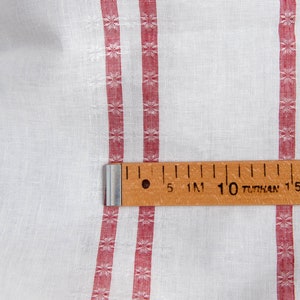 White Linen Fabric With Red Lines From Dyed Linen Yarns Width 150cm ...