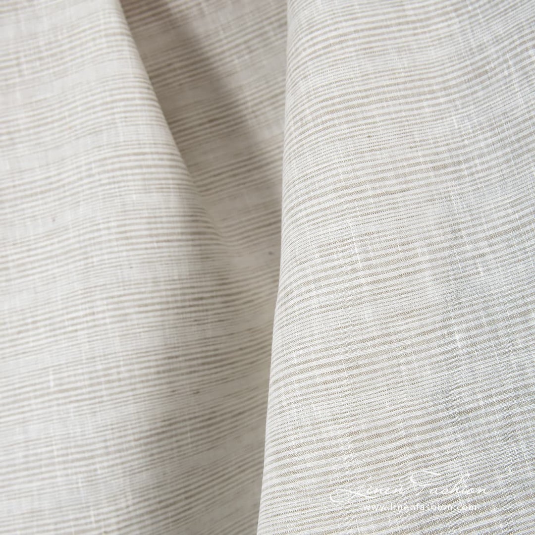 Linen Fabric With Brownish Grey Stripes | Pure Linen Fabric | Width ...