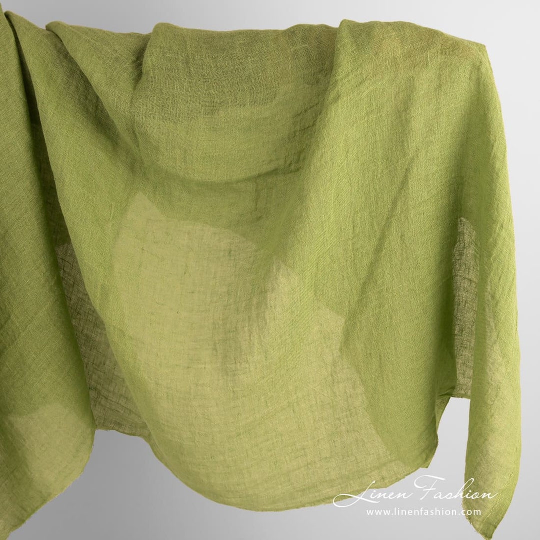 Transparent Linen Fabric in Lime Green | Washed Linen Fabrics | Width ...