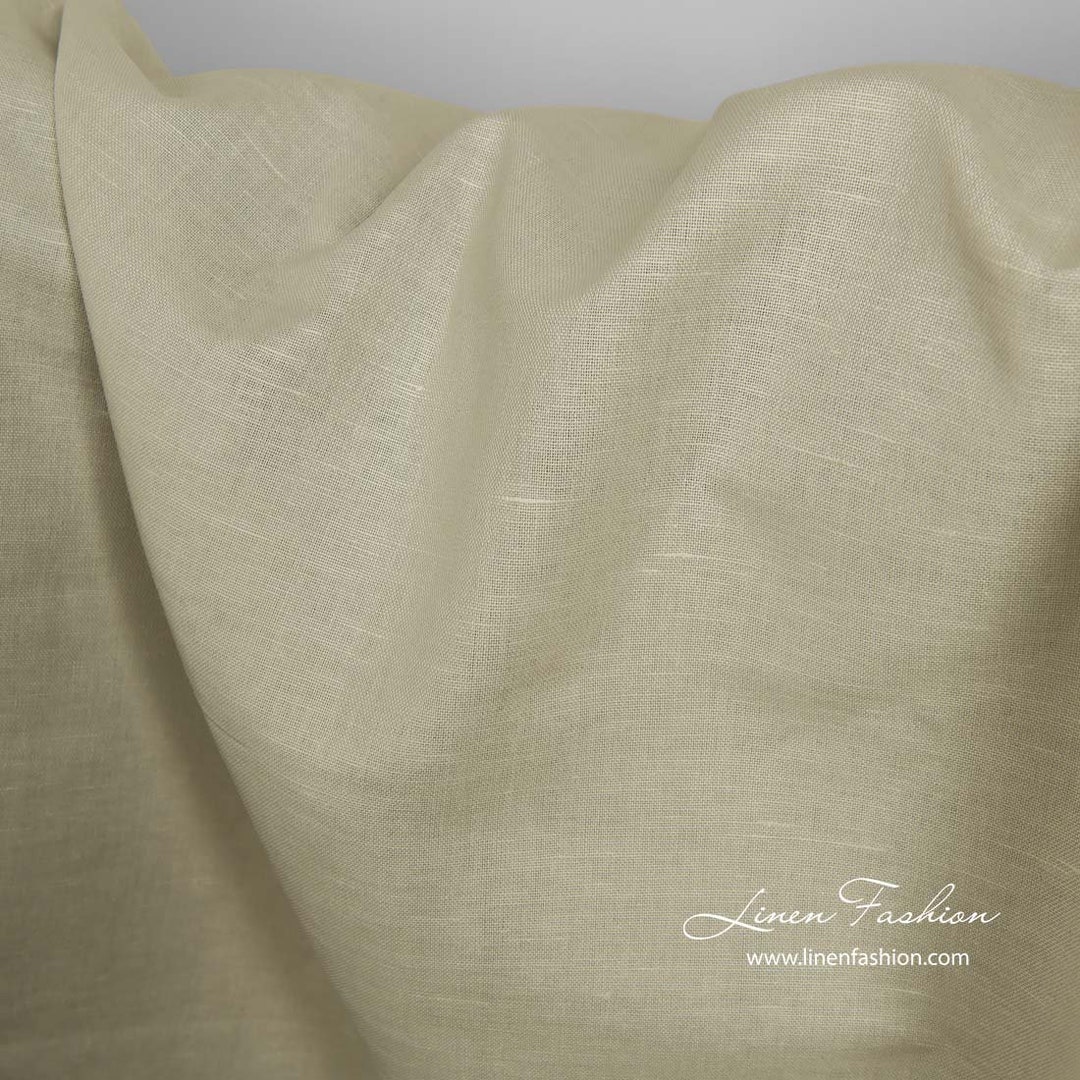 Light Greenish Grey Linen Cotton Fabric | Width 180cm(71) | Weight ...