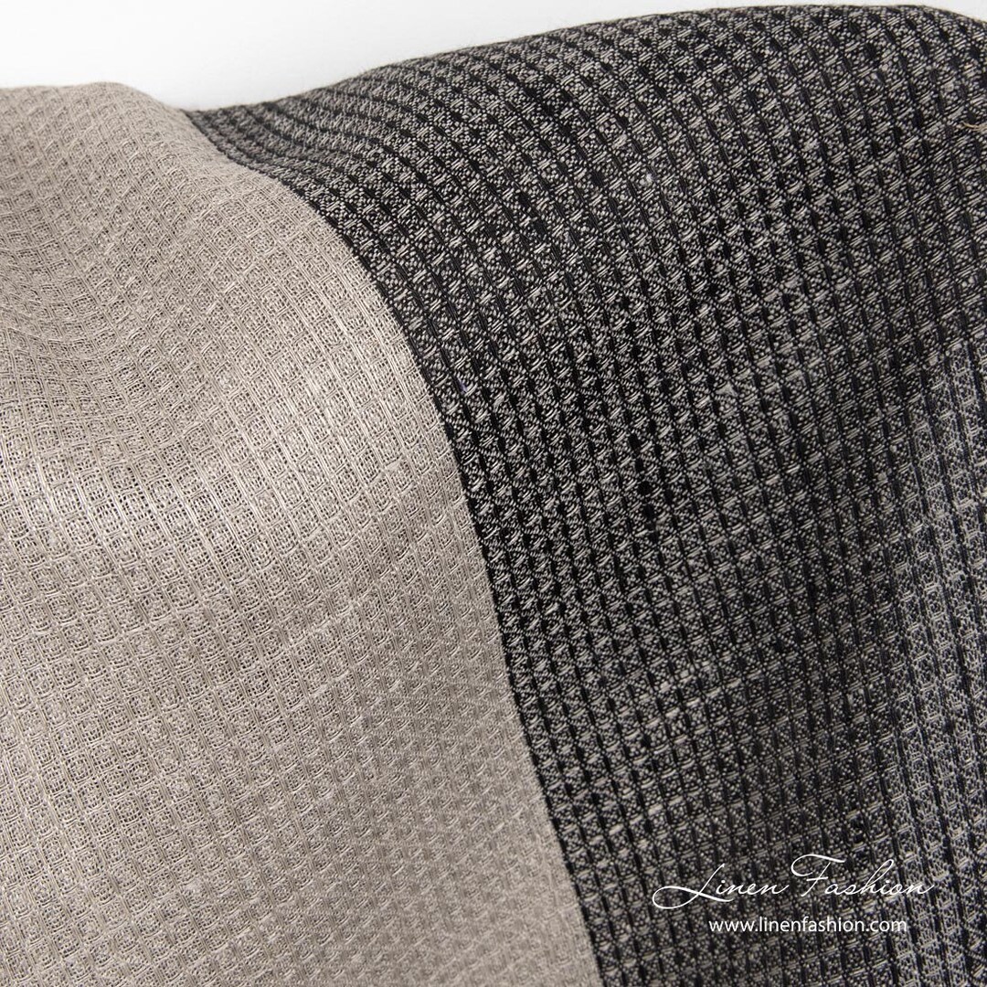 Narrow Natural Black Waffle Linen Fabric for Towels | Width 50cm ...