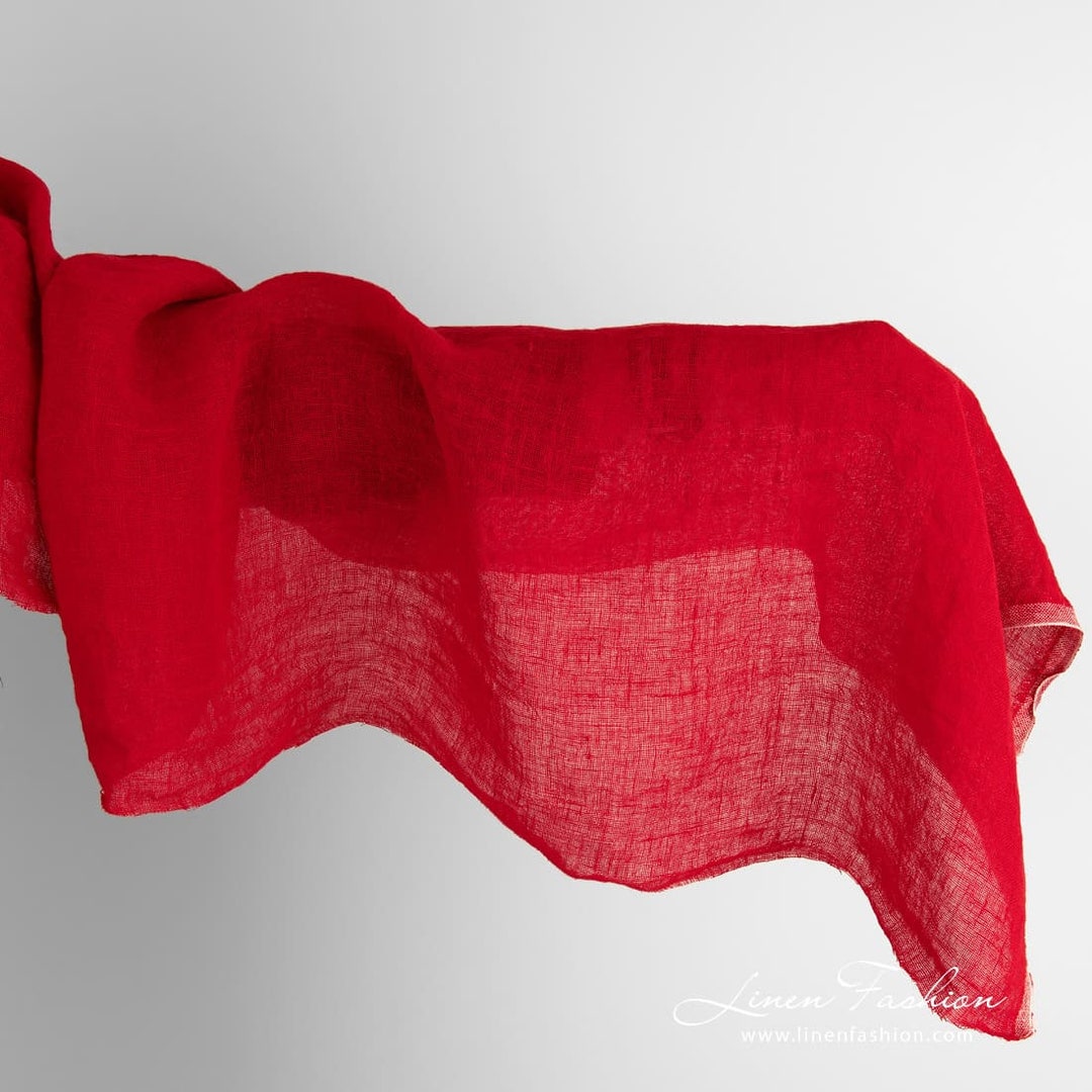 Transparent Red Linen Fabric | Washed Linen Fabrics | Width 145cm ± 5% ...