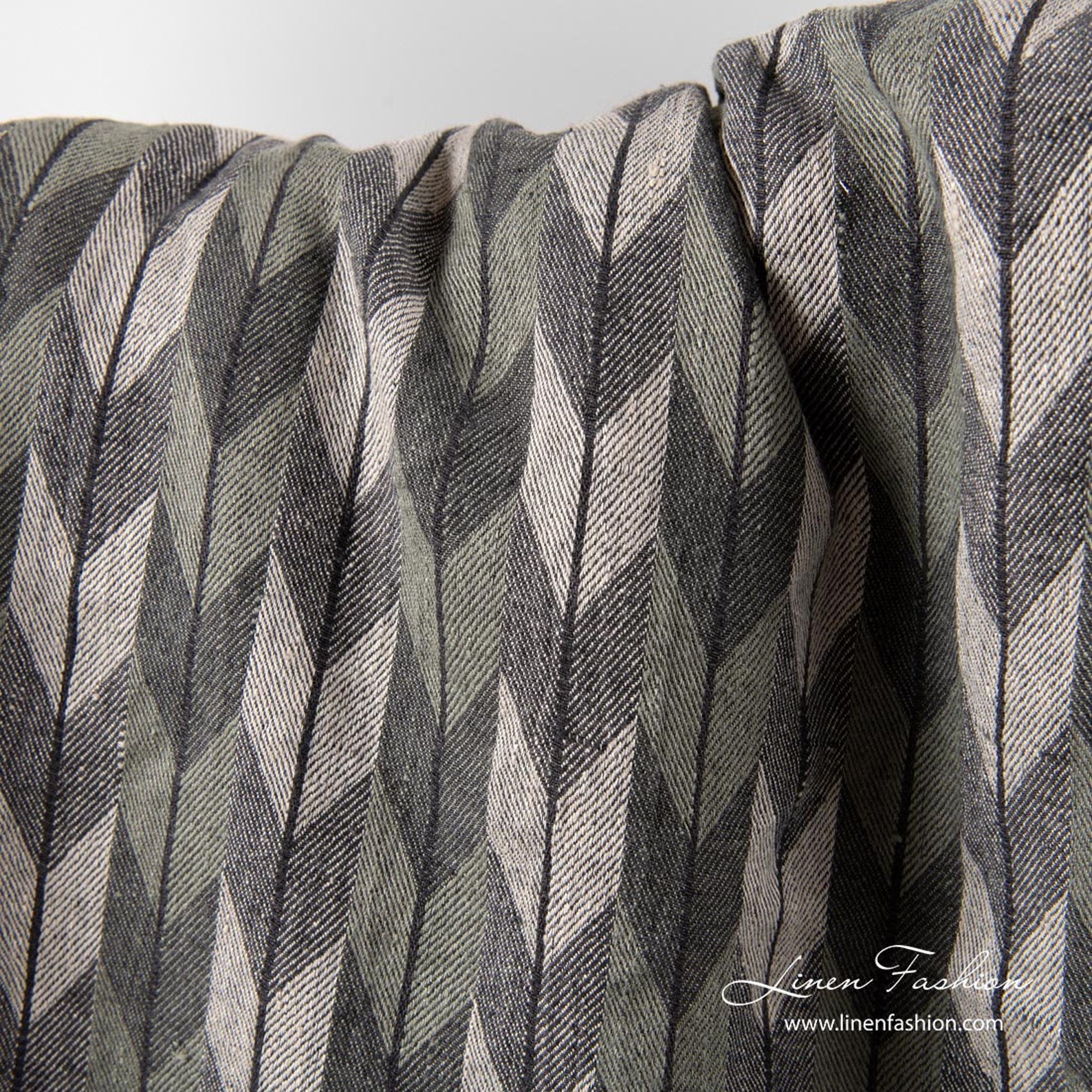 100% Linen Jacquard Fabric with Geometric Pattern Washed by | Etsy