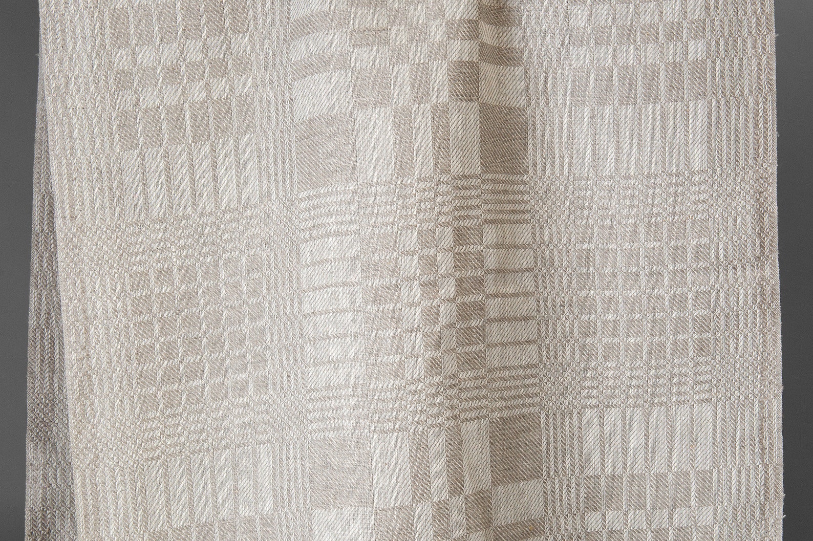 Grey Checked Linen Fabric Linen for Towels Aotmeal Linen | Etsy
