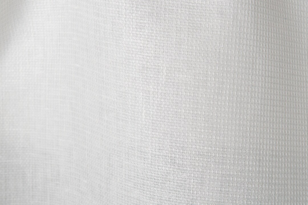 Bright White Linen Fabric in a Small Check Pattern Waffle Pattern Width ...