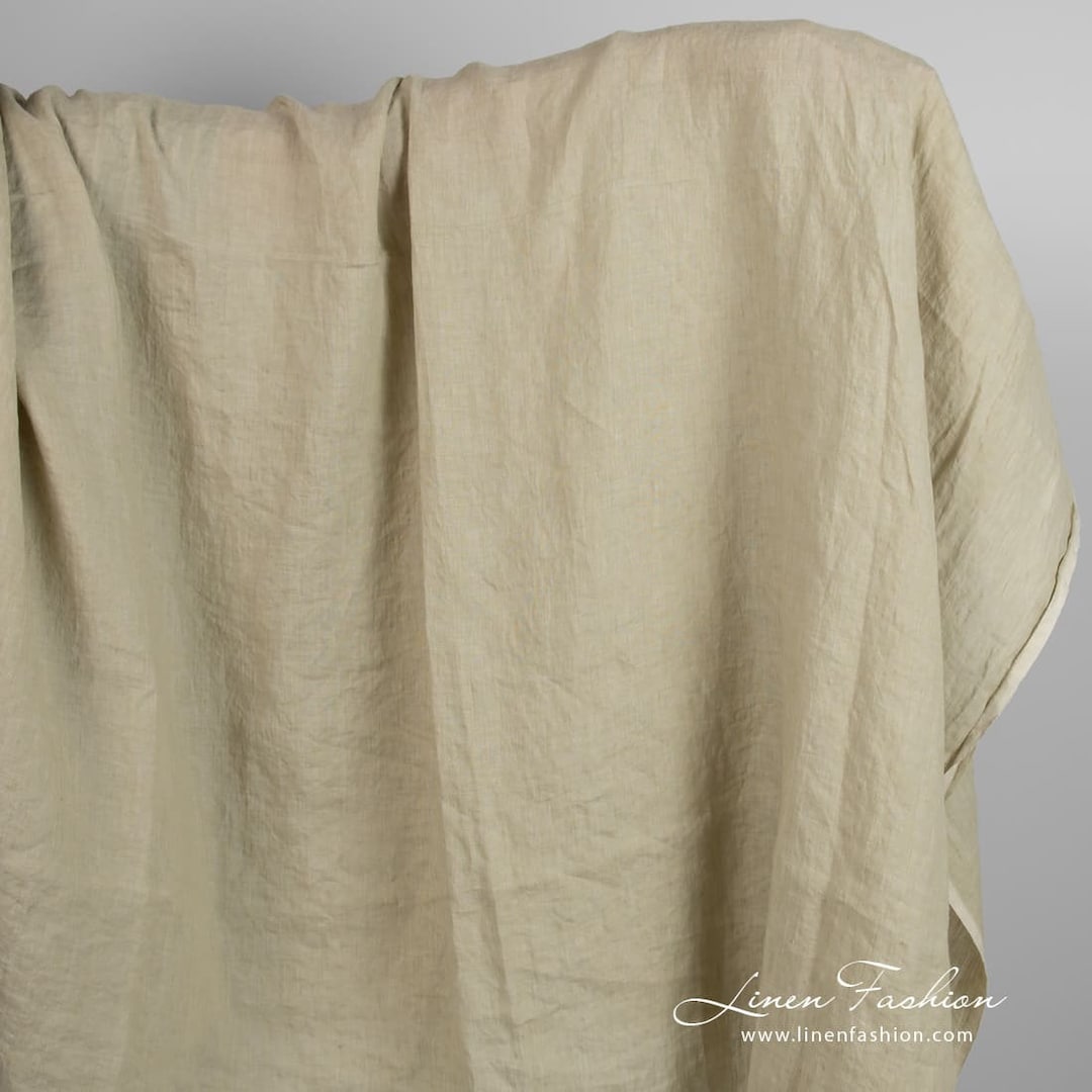 Linen Fabric in Yellowish Brown and Grey Melange | Washed Linen Fabric ...