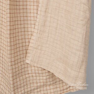 Linen Double Sided Checked Sand Color Fabric | Washed Linen Fabric ...