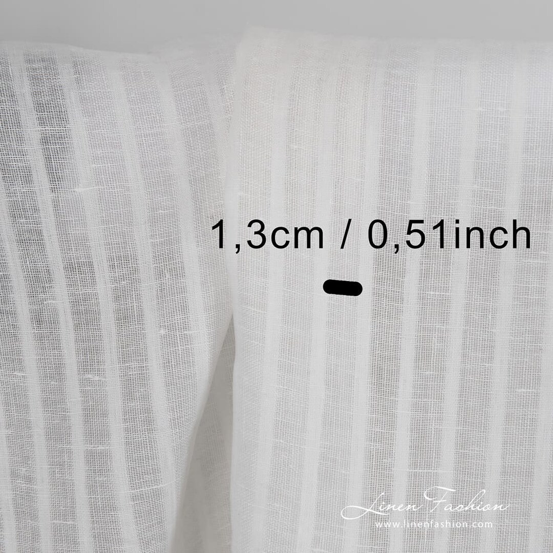 Off-white Linen Fabric With Open Weave Stripes | Pure Linen Fabric ...