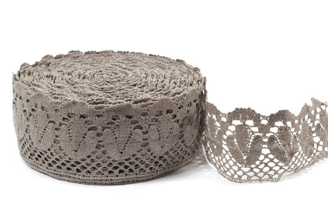 Wide 100% Linen Lace Trim in Natural Linen Color No. 28 | Width: 8cm (3 ...