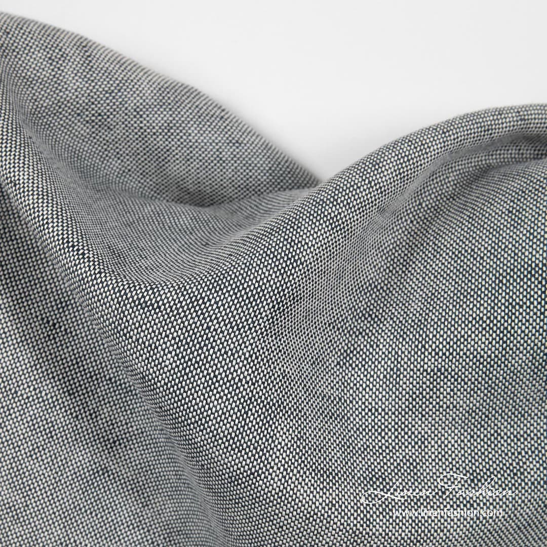 Linen Blend Fabric in Dark Blue, Melange | Width 150cm | Weight 210gsm ...