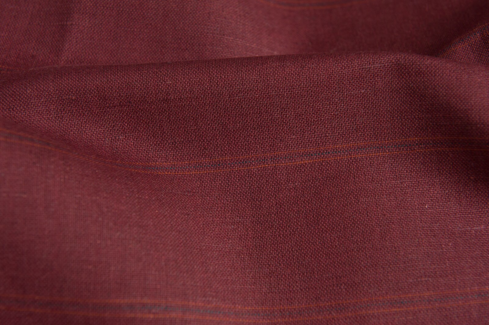 Dark Red Striped Linen Blend Fabric Halflinen Solid Fabric - Etsy
