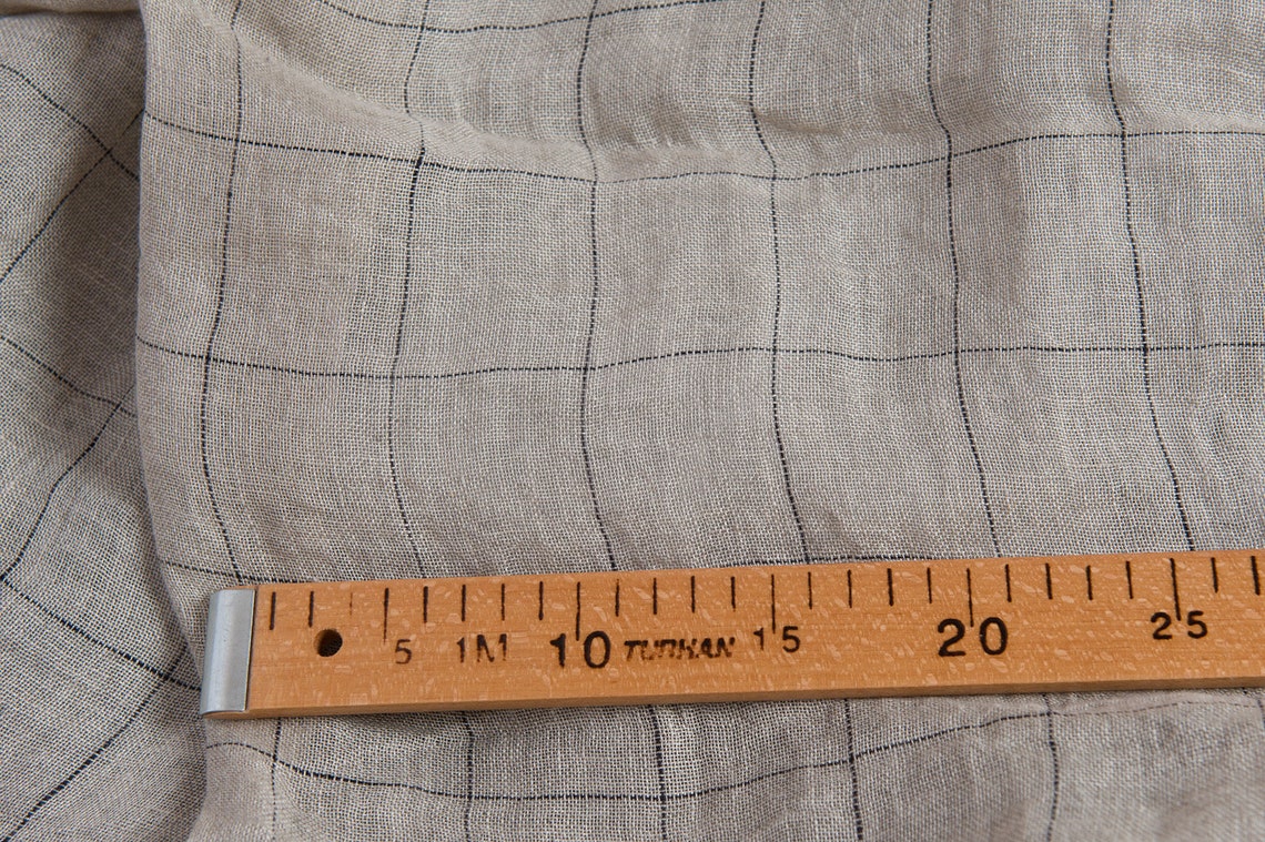 Grey Gauze Checked Linen Fabric, Washed | Light, Transparent, Loose ...
