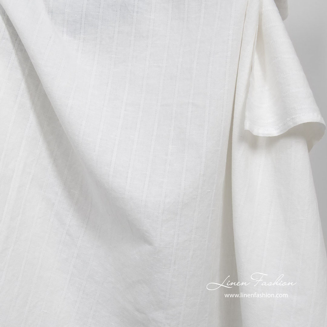 Off - White Washed Linen Cotton Fabric | Width: 145cm (57") | 170 Gsm ...