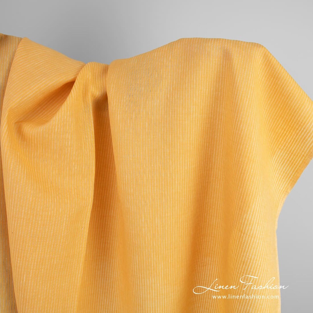 Yellow Linen Fabric in Openweave Stripes | Pure Linen Fabrics | Width ...