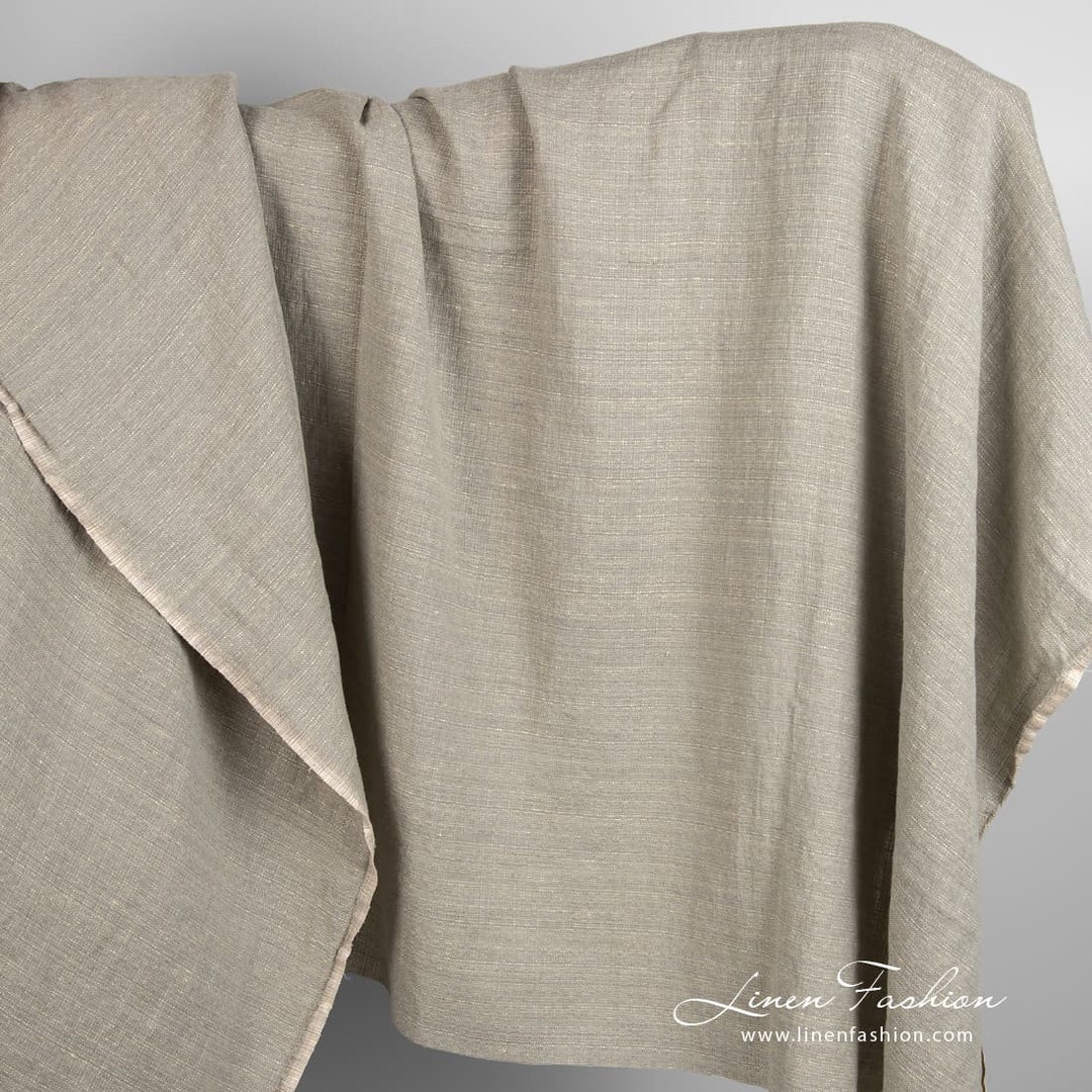 Linen Cotton Yellow Grey Fabric, Washed | Linen Cotton Fabric | Width ...