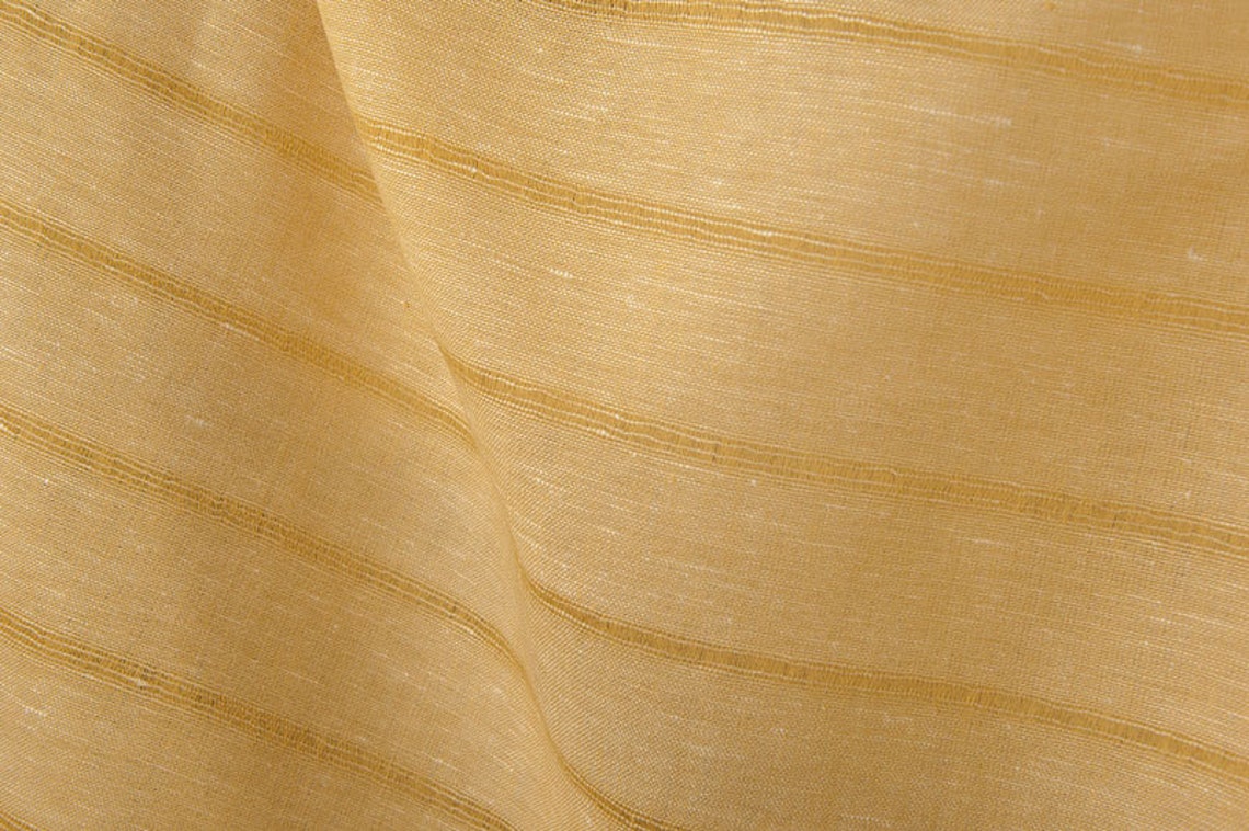 Yellow Linen Cotton Fabric in Stripes Halflinen Ajoure - Etsy