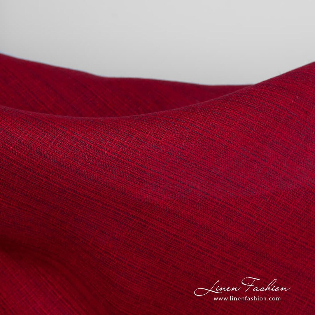 Red Melange Linen Fabric | Pure Linen Fabric | Width 150cm (59 ...