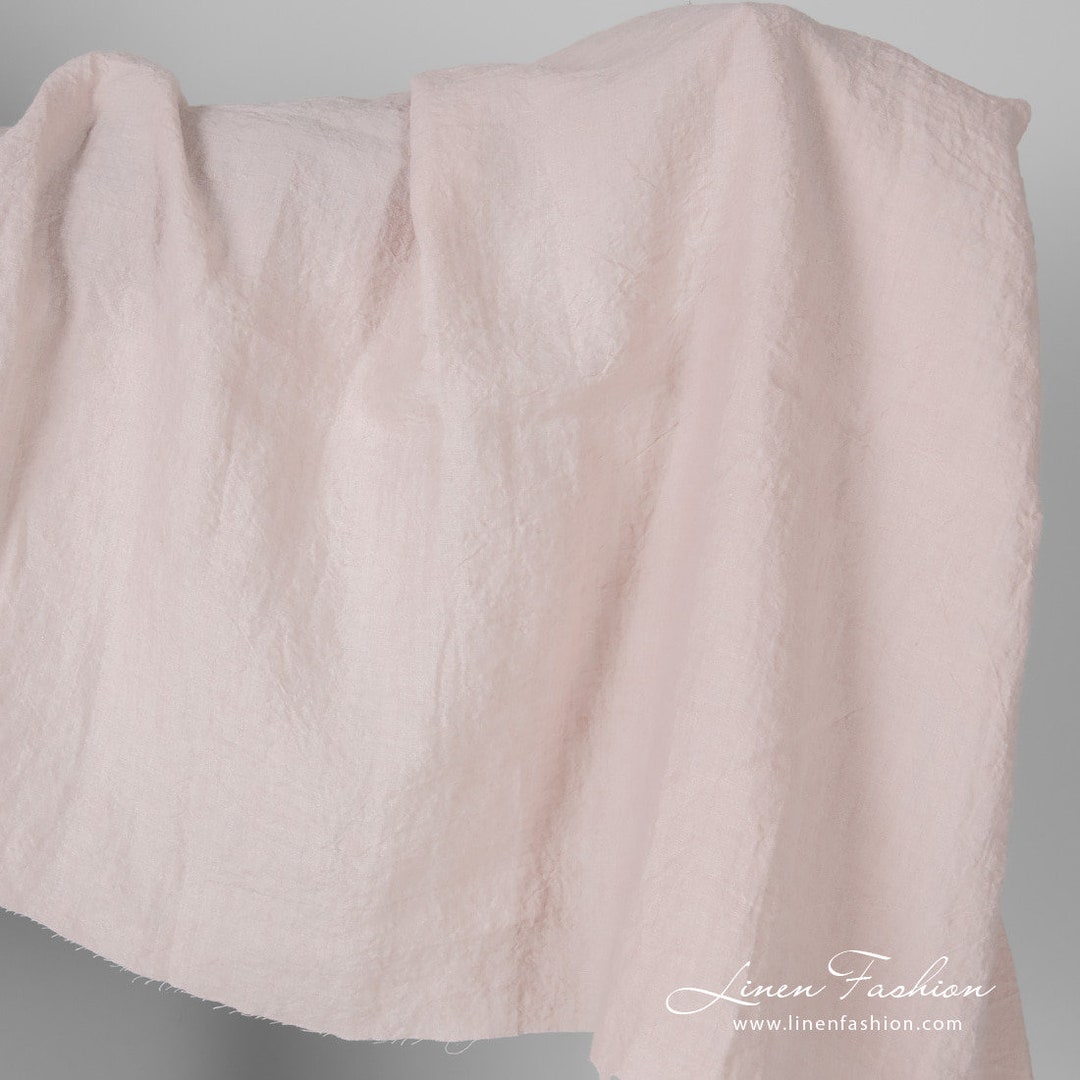 Wide Light Pink Linen Fabric, Washed | Width 295cm (116) ± 5%, Weight ...