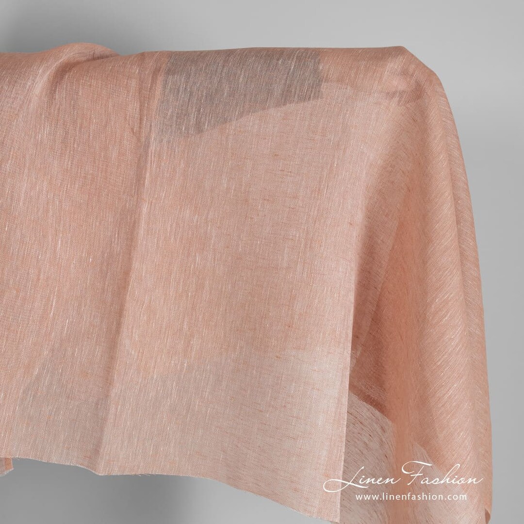 Peach Linen Fabric in Melange | Pure Linen Fabric | Width 150cm (59 ...