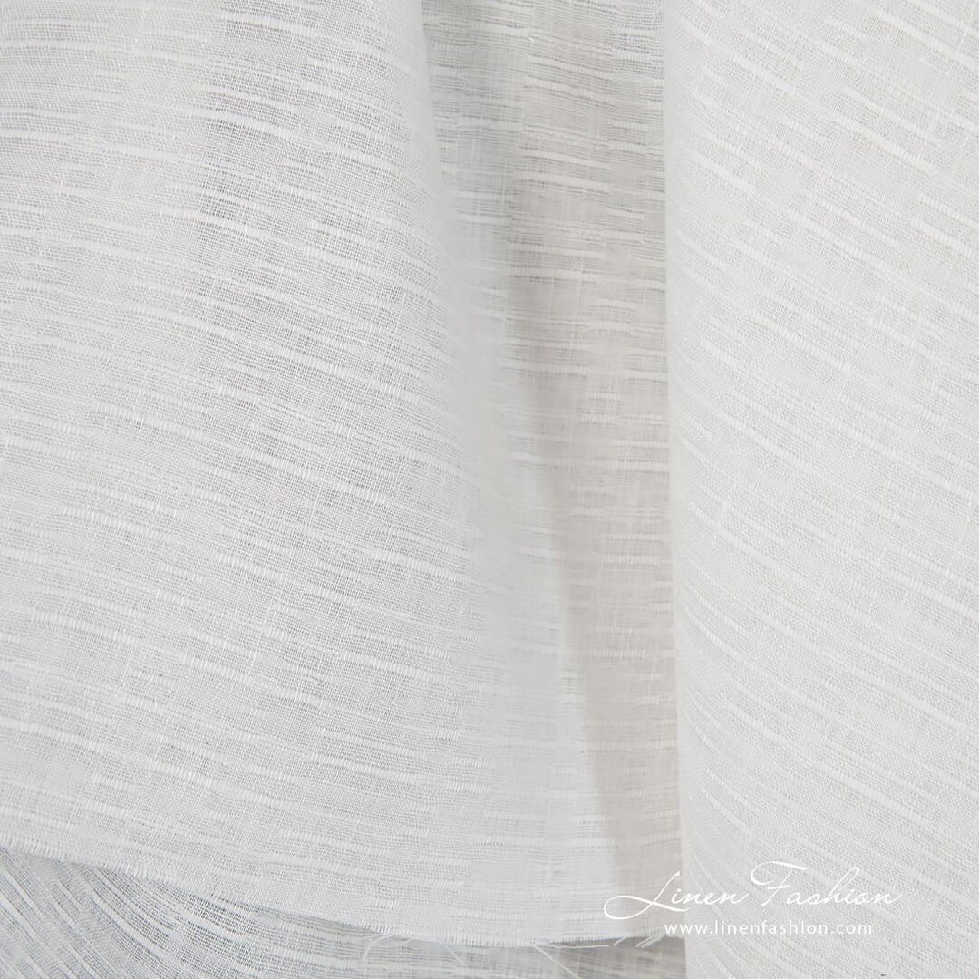 White (off-white) Linen Fabric | Pure Linen Fabric | Width 150cm (59 ...