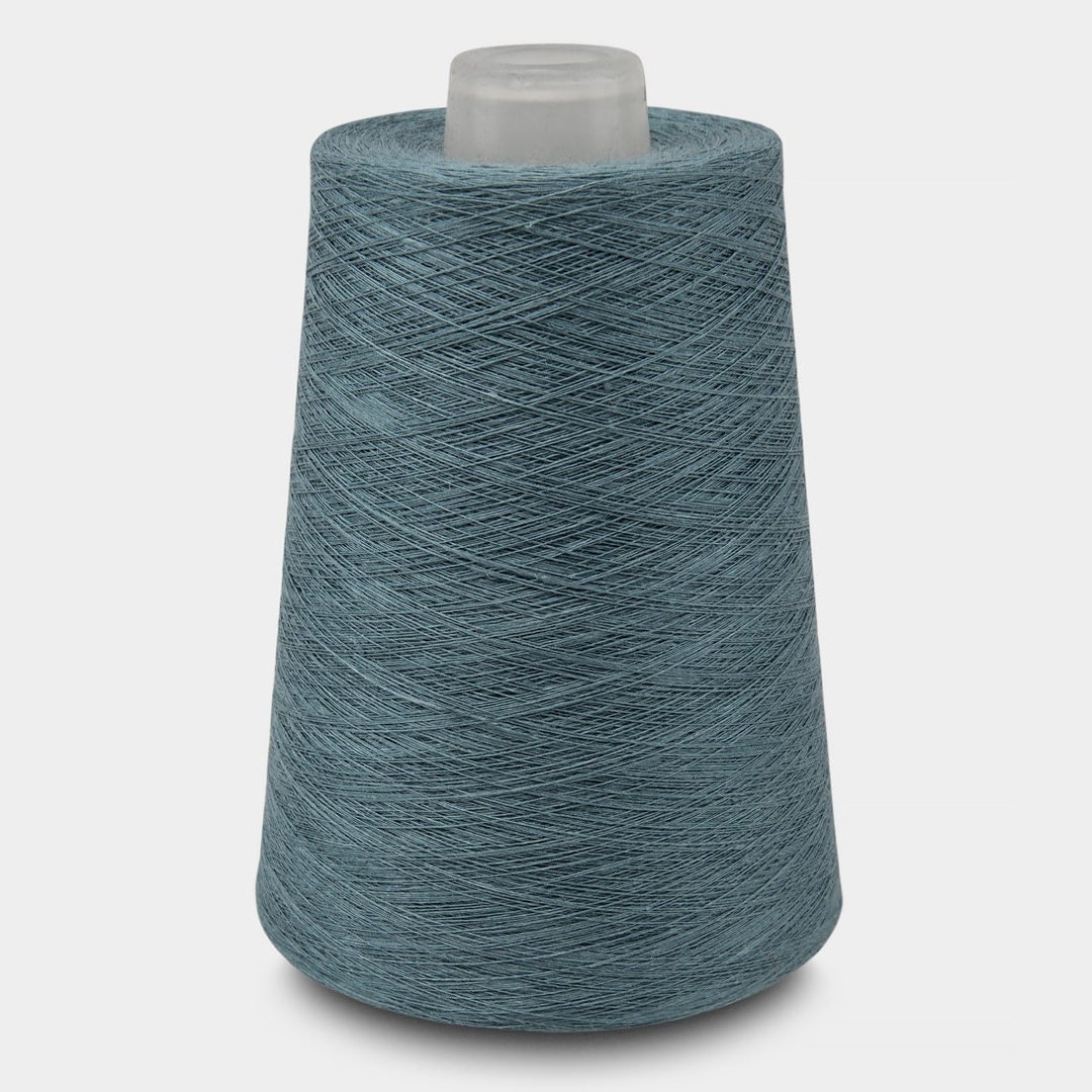100% Linen Yarn Cone, 500g ( 17.6oz ) | Grayish Denim Blue Color | Dyed ...