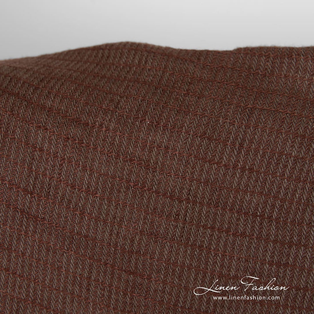 Striped Linen Fabric in Brown Color | Washed Linen Fabric | Width 145cm ...