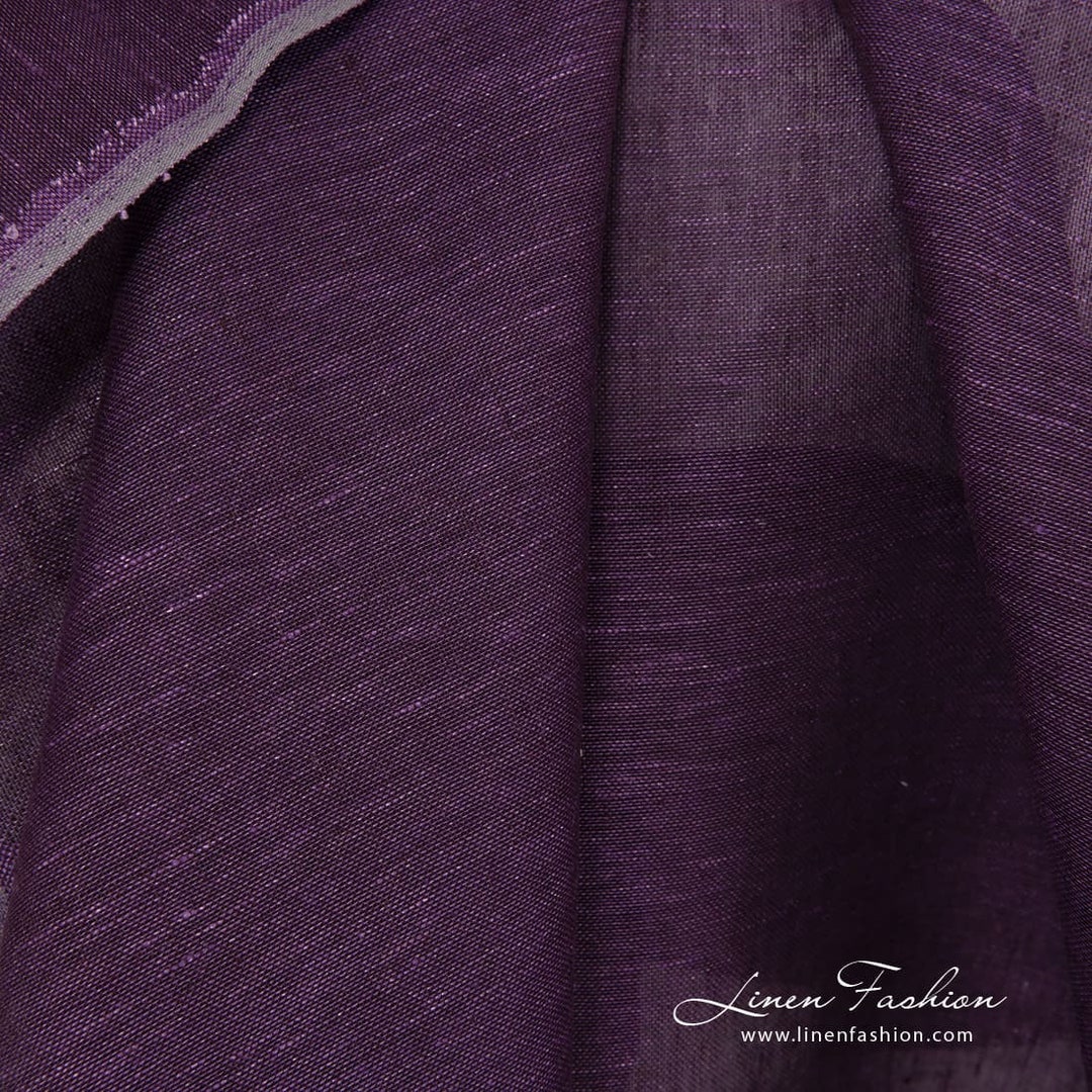 Transparent Linen Fabric in Eggplant Colour | Pure Linen Fabric | Width ...