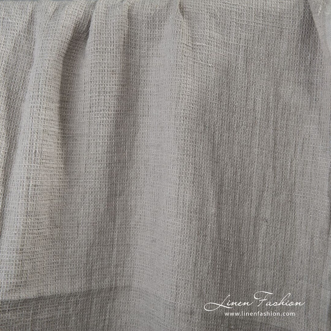 Waffle 100% Linen Fabric | Softened Washed | Natural Flax Color, From ...