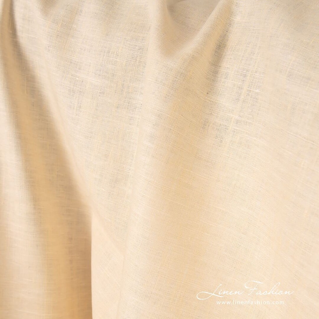 Linen fabric in cream color Pure Linen Fabric Width 115cm 45 Weight ...