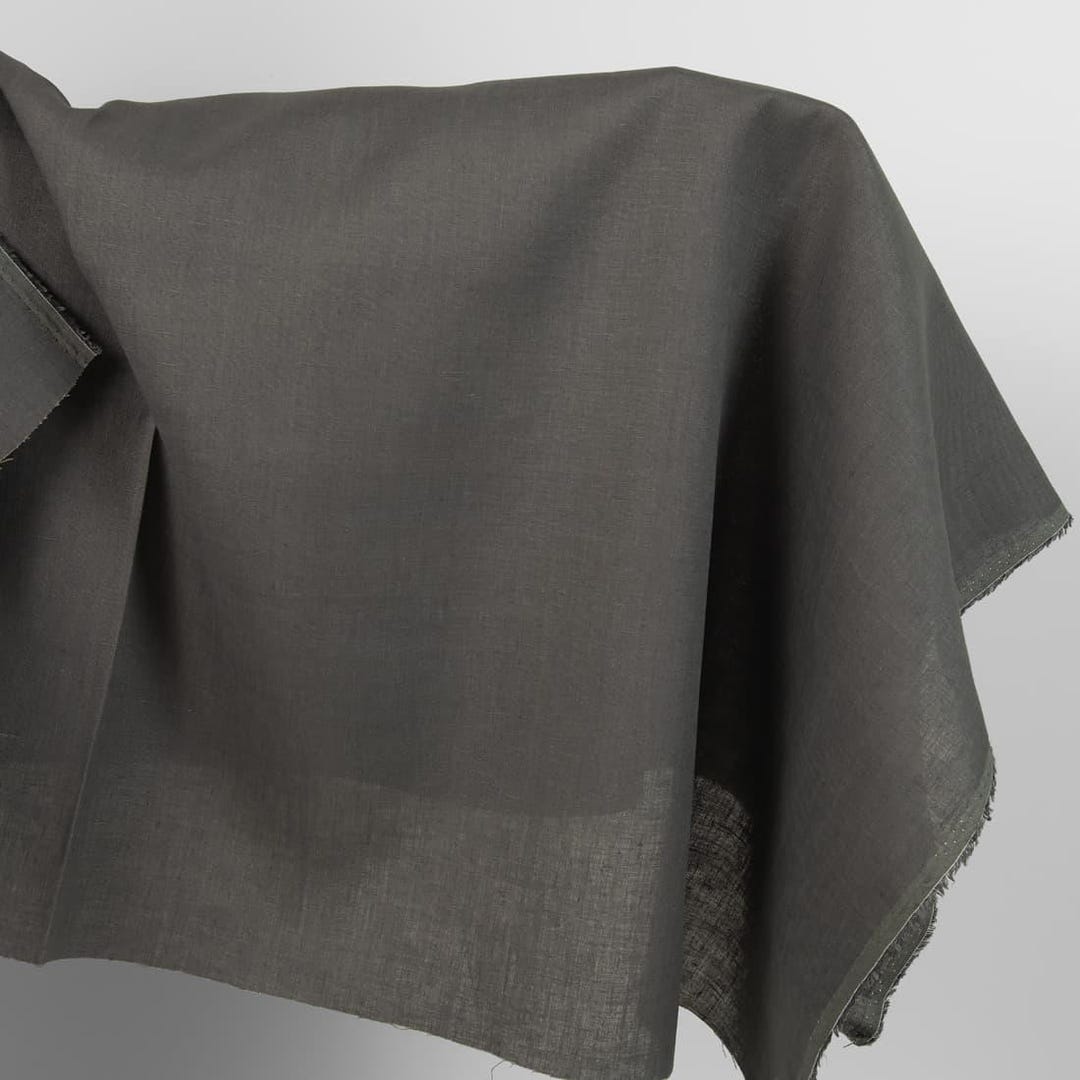 Linen Fabric in Dark Grey Color | Solid Plain Dyed Linen | Width 150cm ...
