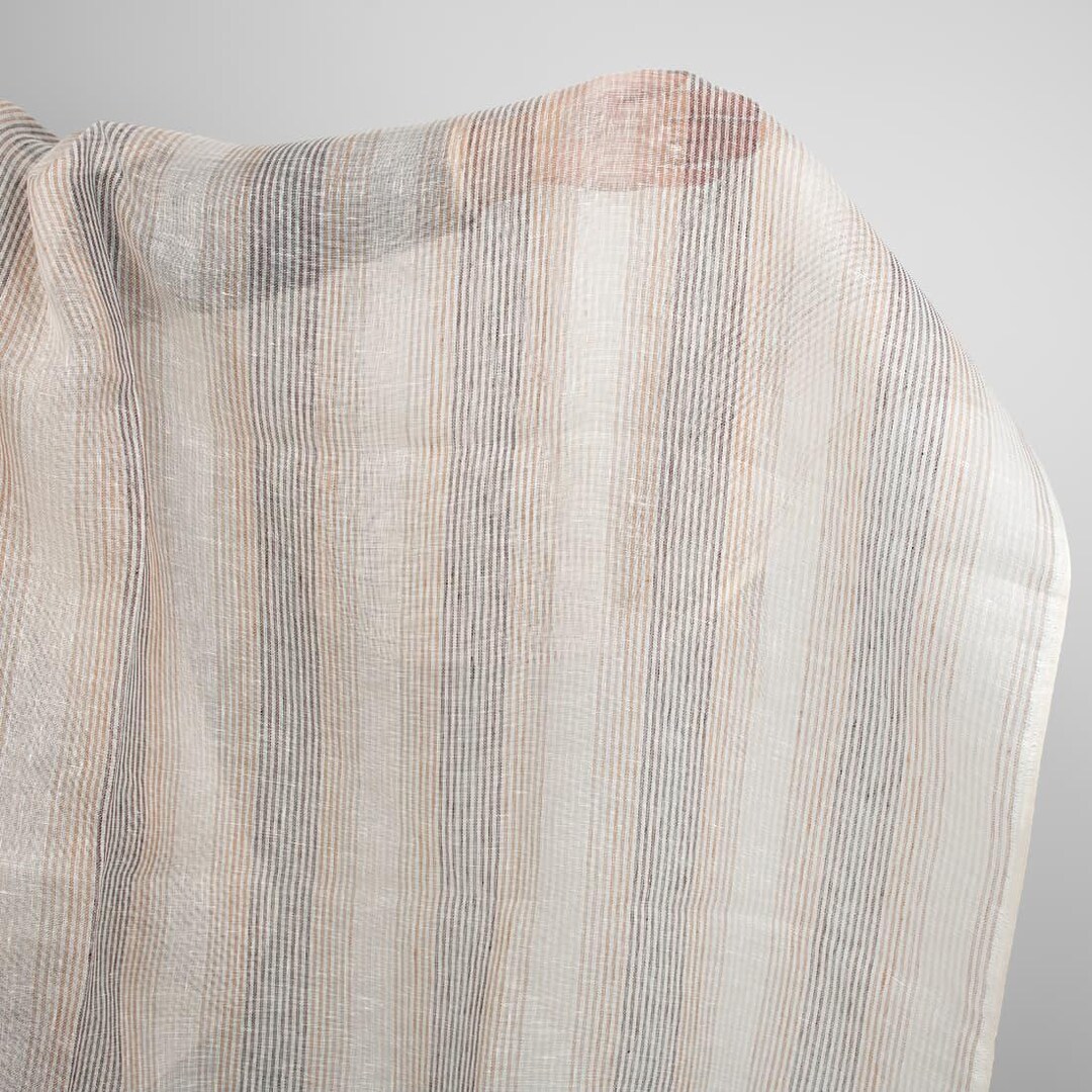 Linen Gauze Fabric Brown Stripes | Width 150cm | Weight 110gsm ...