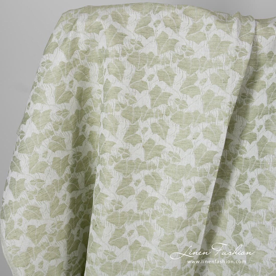 Linen Cotton Fabric in Ivy Pattern Width155cm 61 Weight180g / M 5.31oz ...