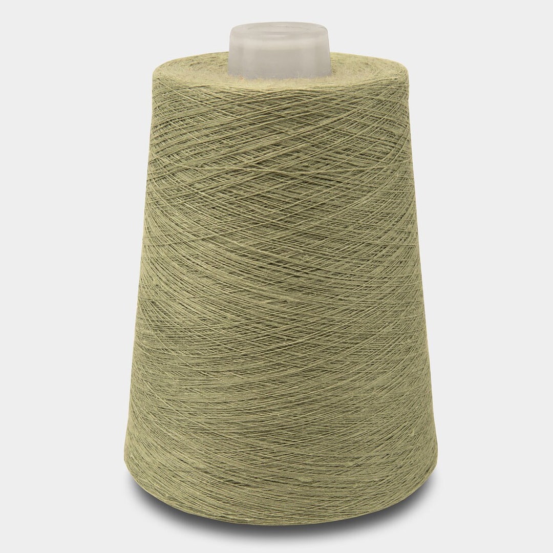 100% Linen Yarns, 500g ( 17.6oz ) Cones | Sage Green 4(23) | Dyed Flax ...