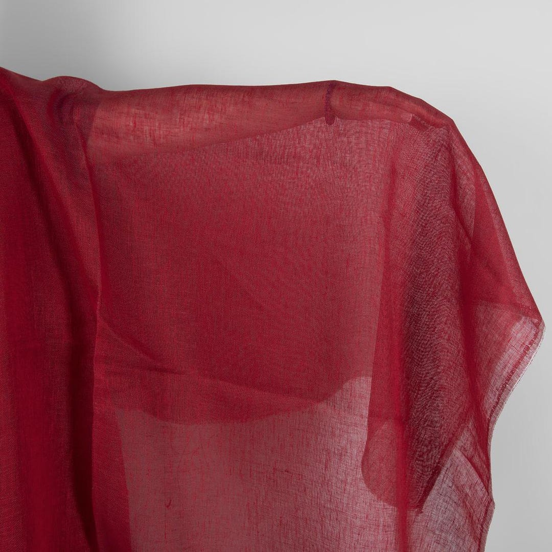 Transparent Linen Fabric in Dark Red Color | Pure Linen Fabric | Width ...