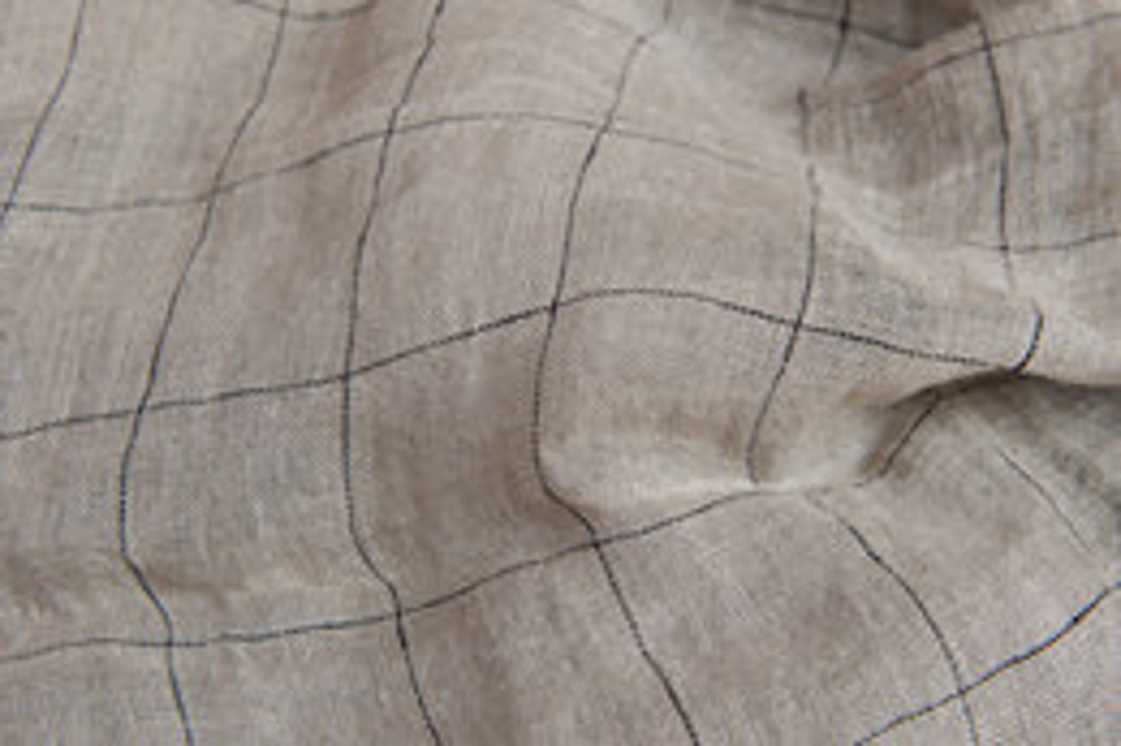 Grey Gauze Checked Linen Fabric, Washed | Light, Transparent, Loose ...