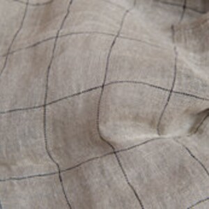 Grey Gauze Checked Linen Fabric, Washed | Light, Transparent, Loose ...