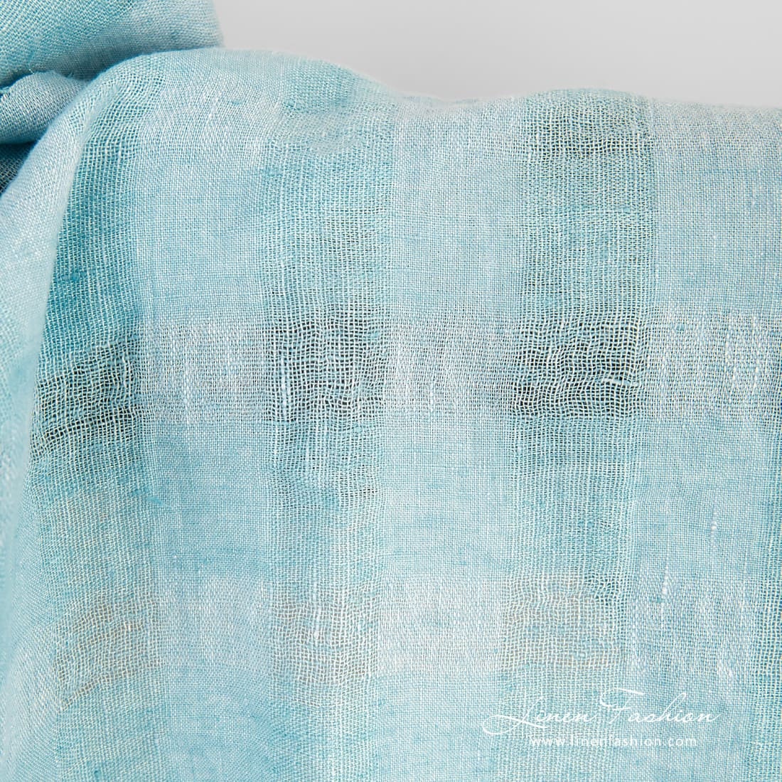 Light Blue Linen Fabric in Transparent Checks | Washed Linen Fabrics ...