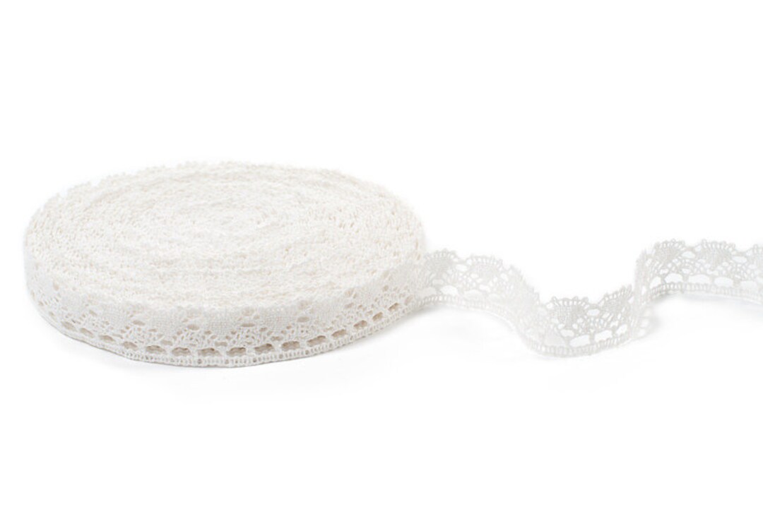100% Linen Lace in Optical White Color No. 15 | Width: 1 Inch (2.5 Cm ...