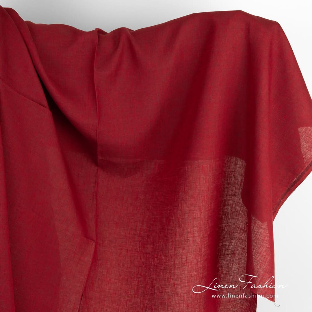 Red Linen Fabric in Melange | Pure Linen Fabrics | Width 150cm | Weight ...
