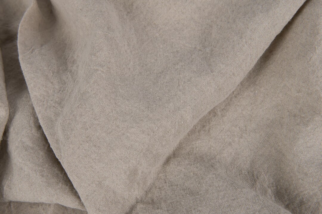 Extra Wide Natural Grey Linen Fabric, Washed | Not Dyed Flax Yarns ...